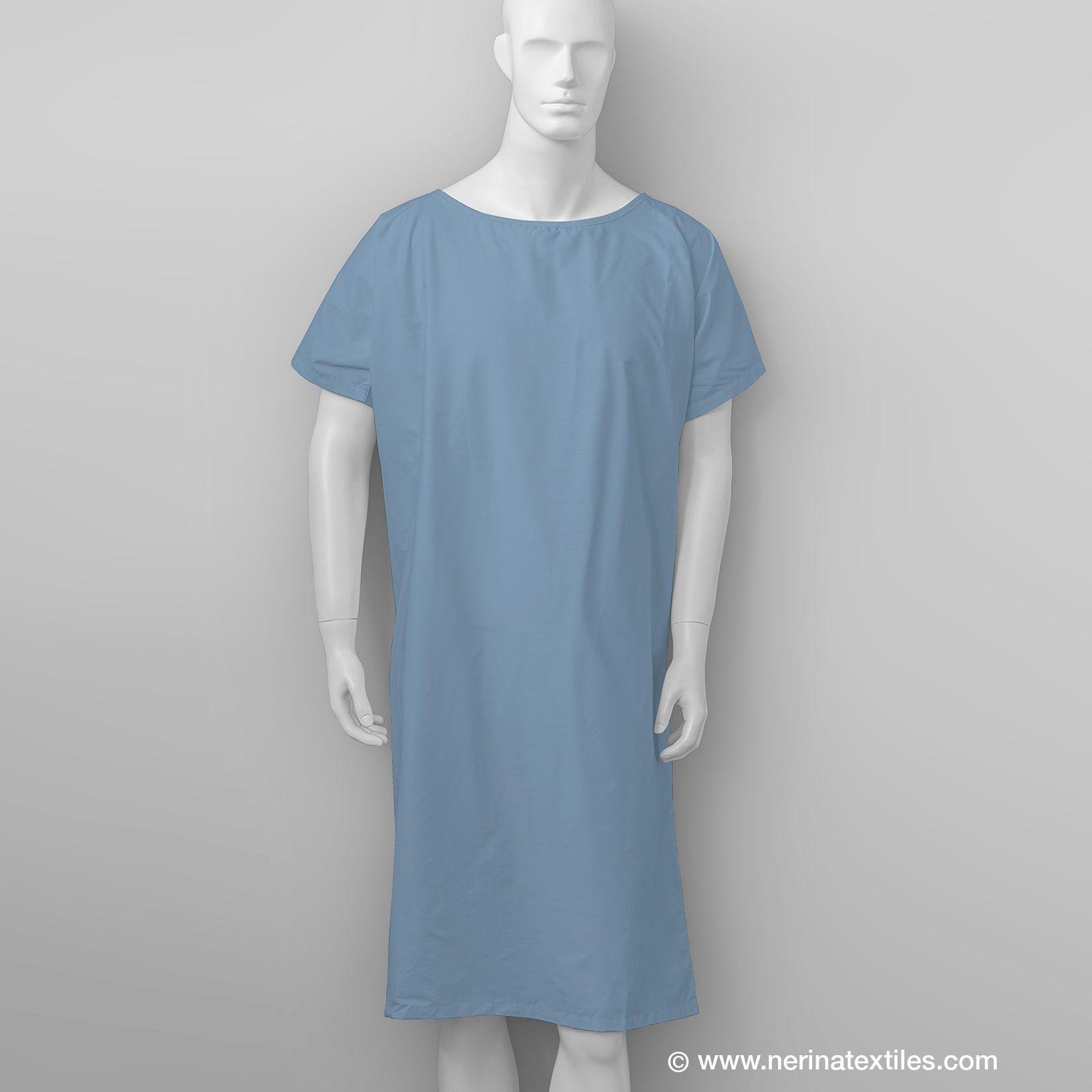 Bata paciente hospital azul celeste manga corta