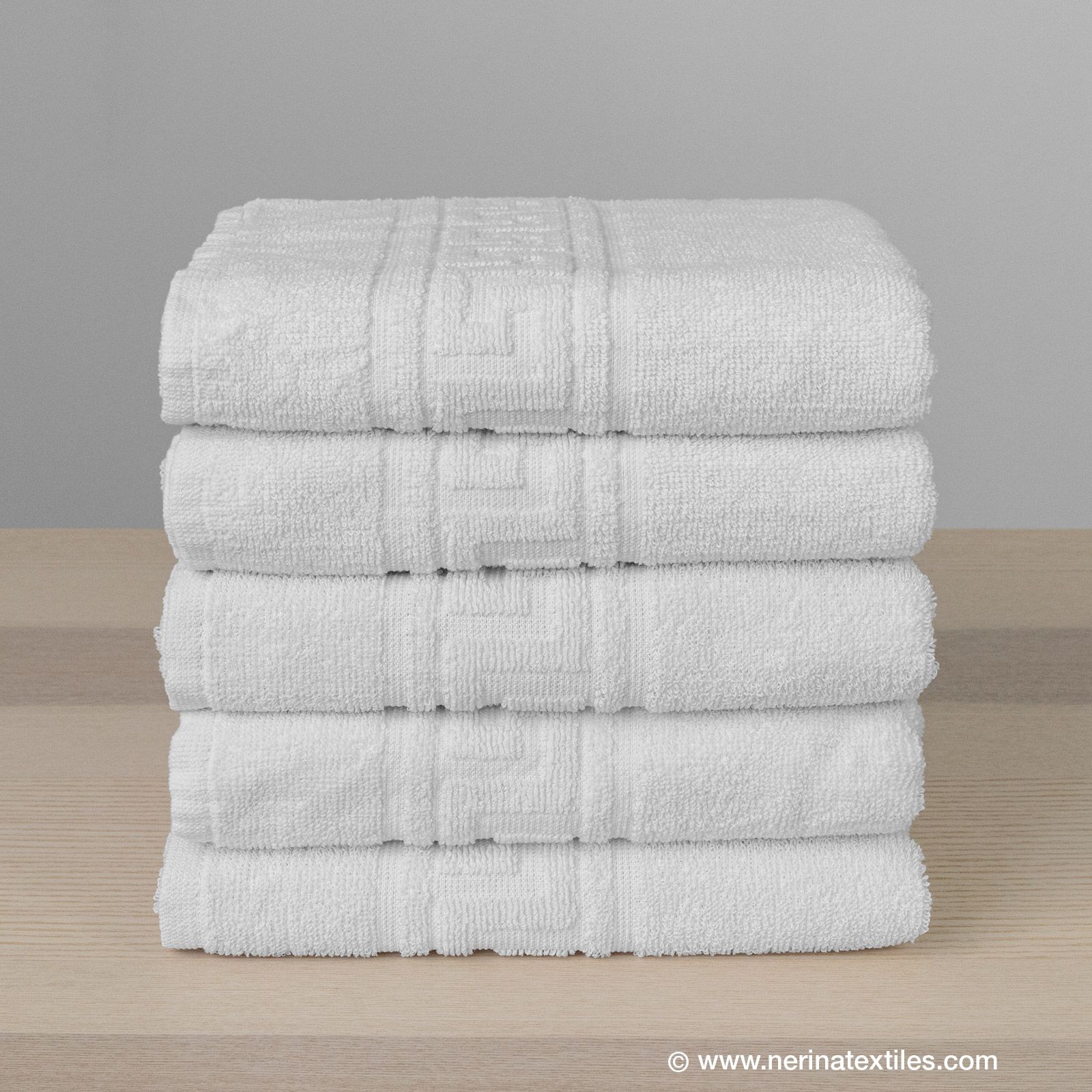 Toalla lavabo Greca blanca 50x100 cm algodón reciclado 450 g sanidad